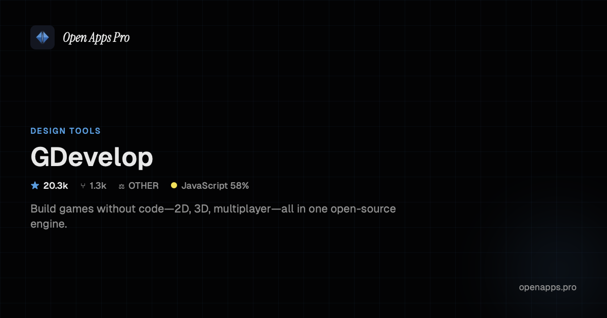GDevelop: Open-Source No-Code Game Engine for 2D/3D Games